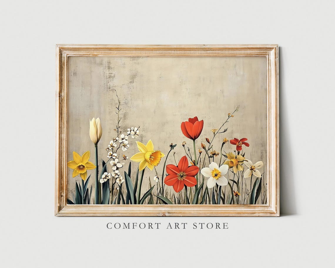 Spring Flower Print Easter Spring Flower Antique Spring Flower Painting ...