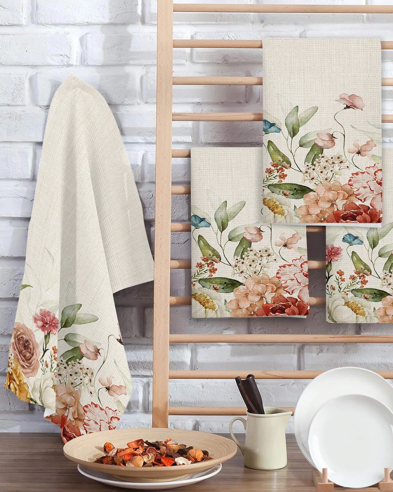 Spring Flower Rose Kitchen Cleaning Cloth Towel Waffle Towel No Trace ...