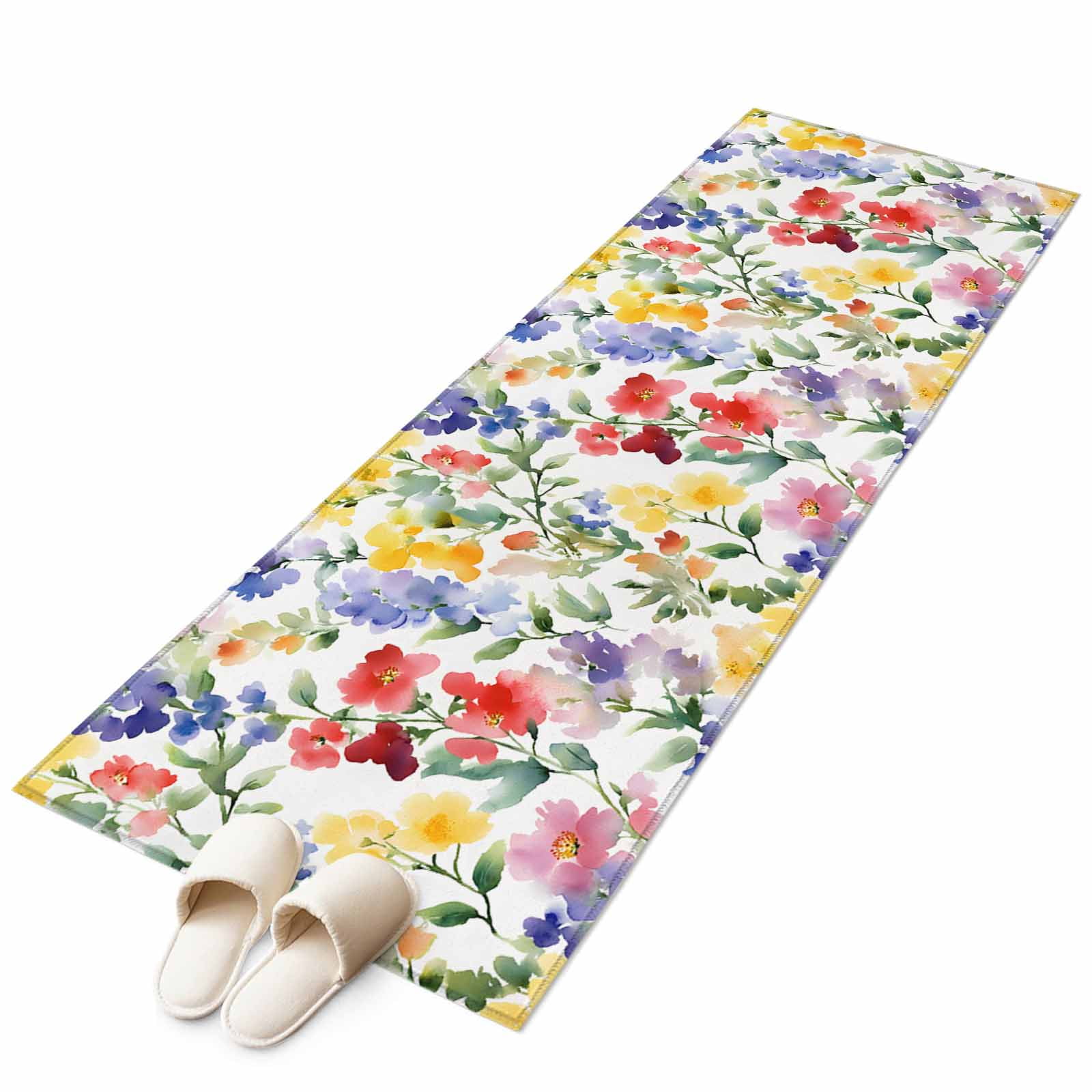 Spring Flower Runner Rug 2x6 FT, Non Slip Hallway Carpet, Abstract ...