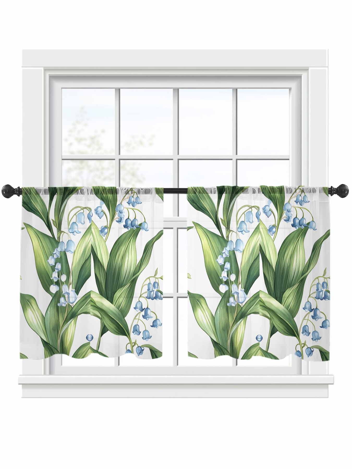 Spring Flower Sheer Curtains 2 Panels Set Campanula Isophylla Sheer ...