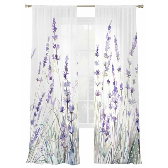 Spring Flower Sheer Curtains for Living Room Bedroom, Vintage Purple ...