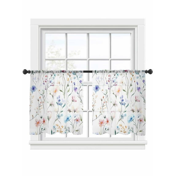 Spring Flower Sheer Curtains for Living Room Bedroom, Watercolor Floral ...