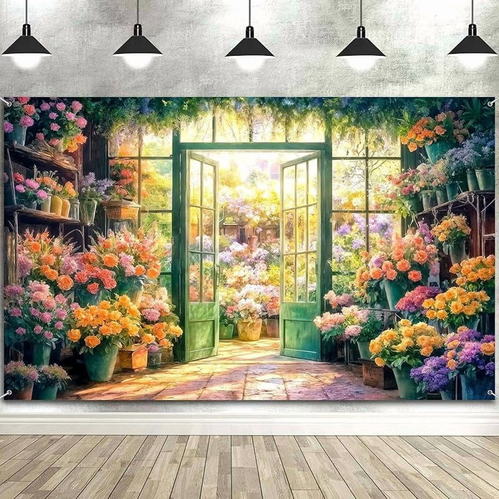 Spring Flower Shop Backdrop Garden Colorful Flowers Photography ...