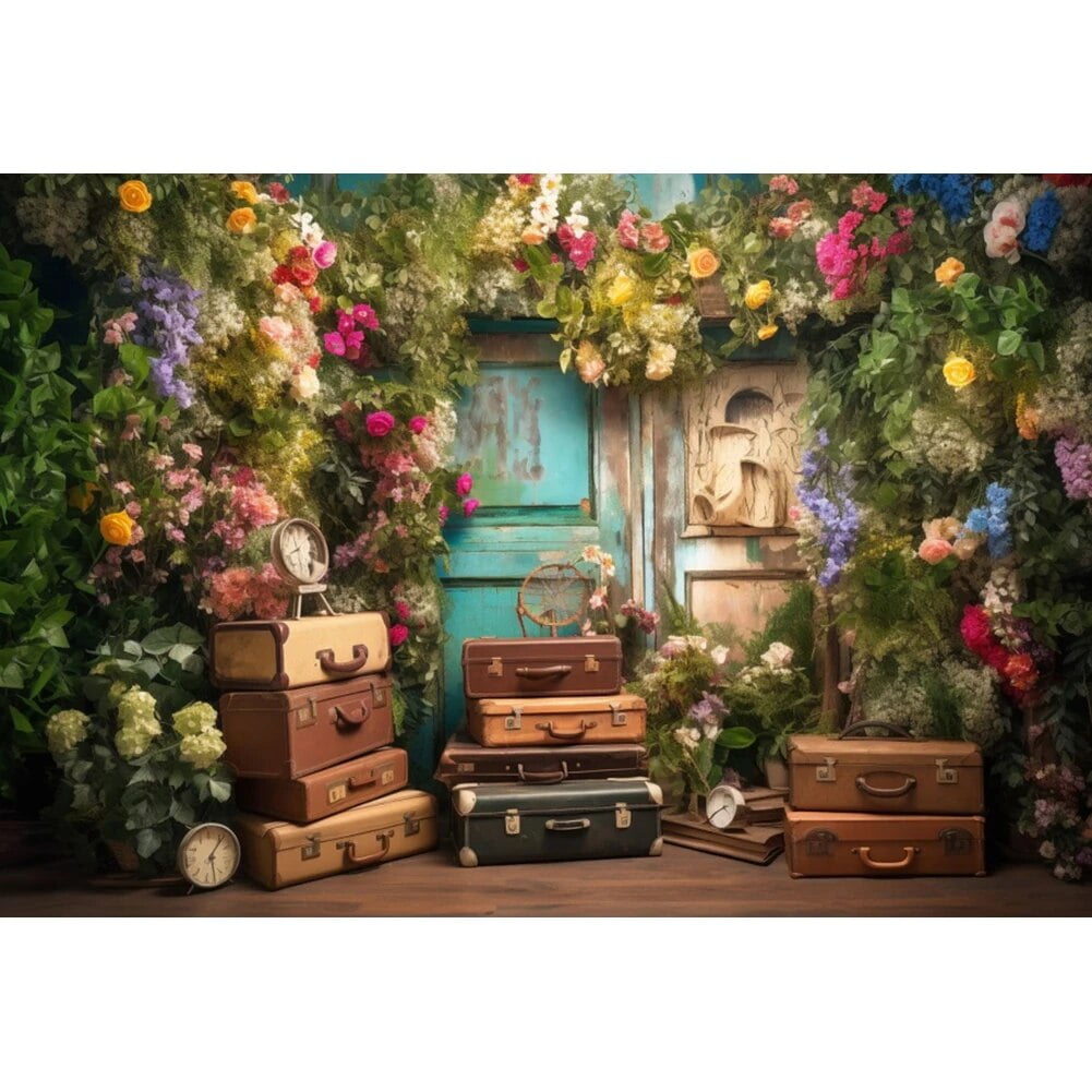 Spring Flower Shop Backdrop Wooden Door Pretty Flowers And Eggs ...