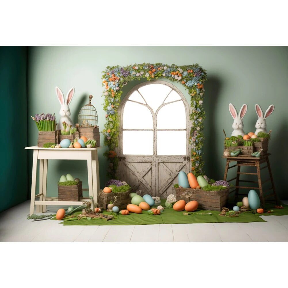 Spring Flower Shop Backdrop Wooden Door Pretty Flowers And Eggs ...