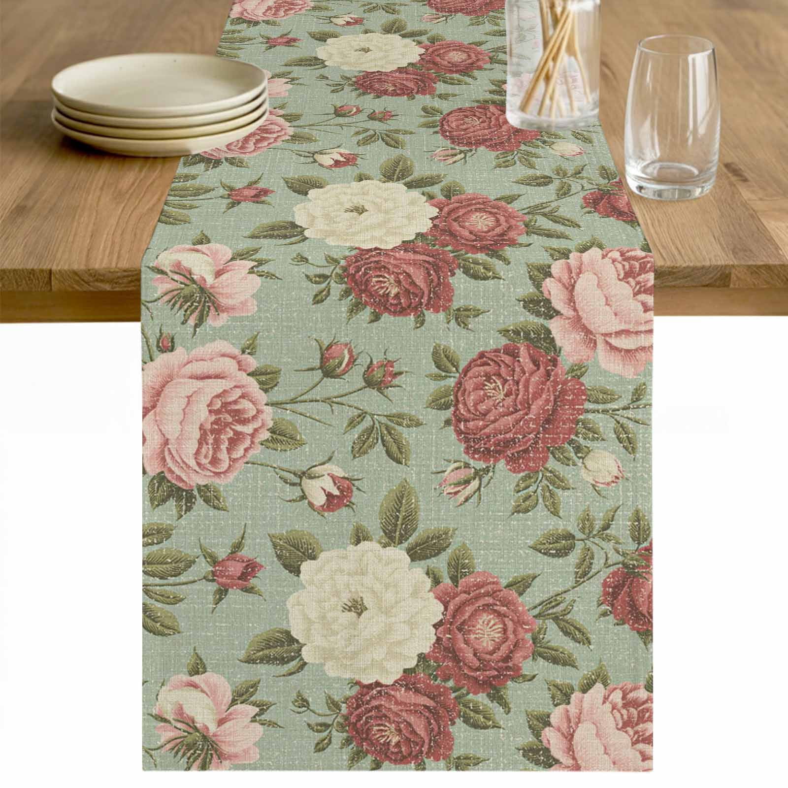 Spring Flower Table Runner - 70 Inch Long Farmhouse Vintage Country ...