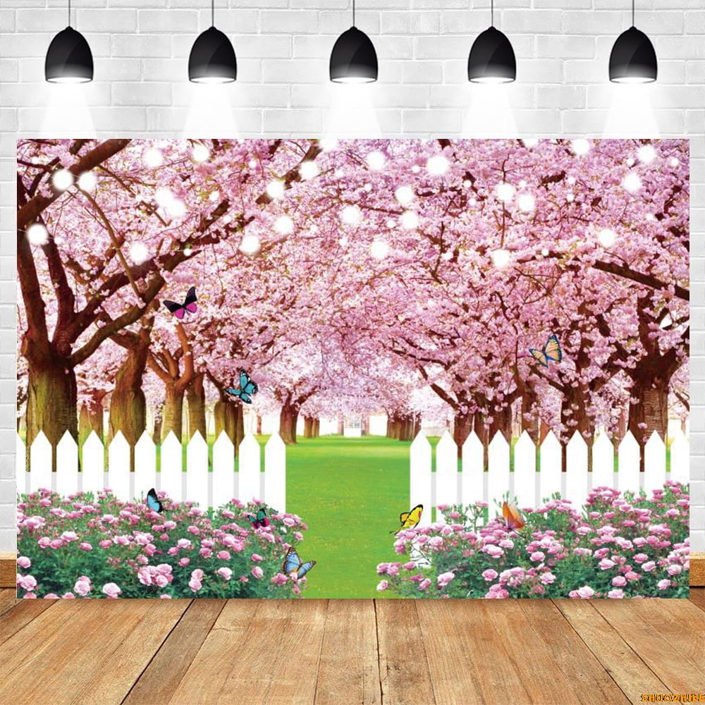 Spring Flower Trees Backdrop Nature Floral Forest Outdoor Birthday ...