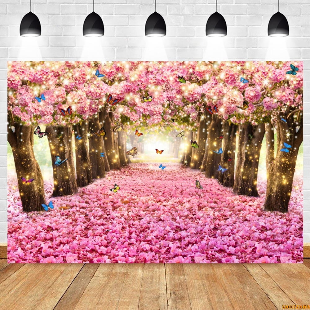Spring Flower Trees Backdrop Nature Floral Forest Outdoor Birthday ...