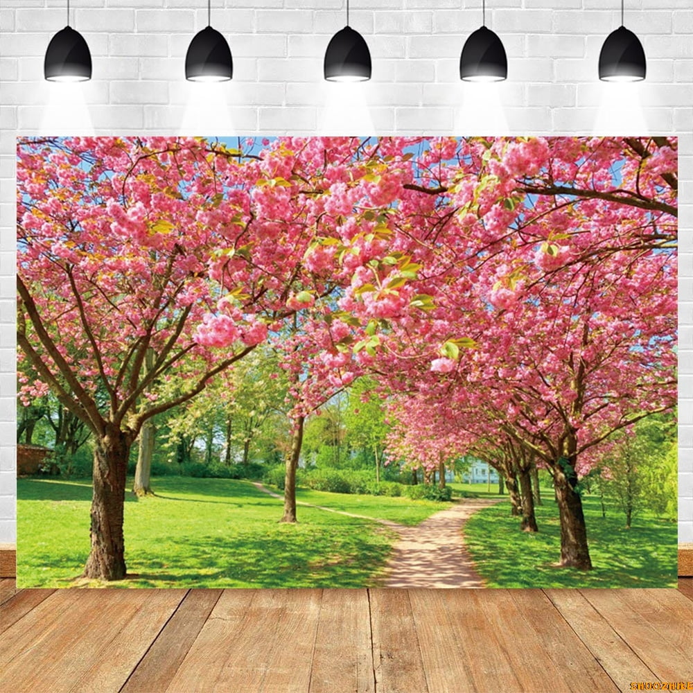 Spring Flower Trees Backdrop Nature Floral Forest Outdoor Birthday ...