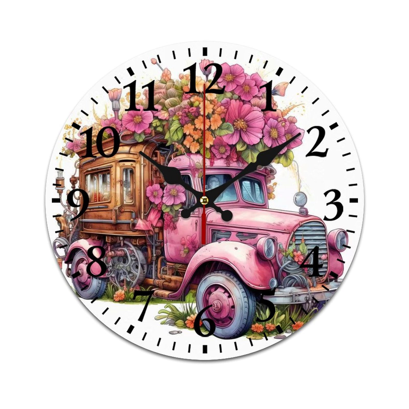 Spring Flower Truck Can (2) Wall Clock Modern Design Clocks Wall ...