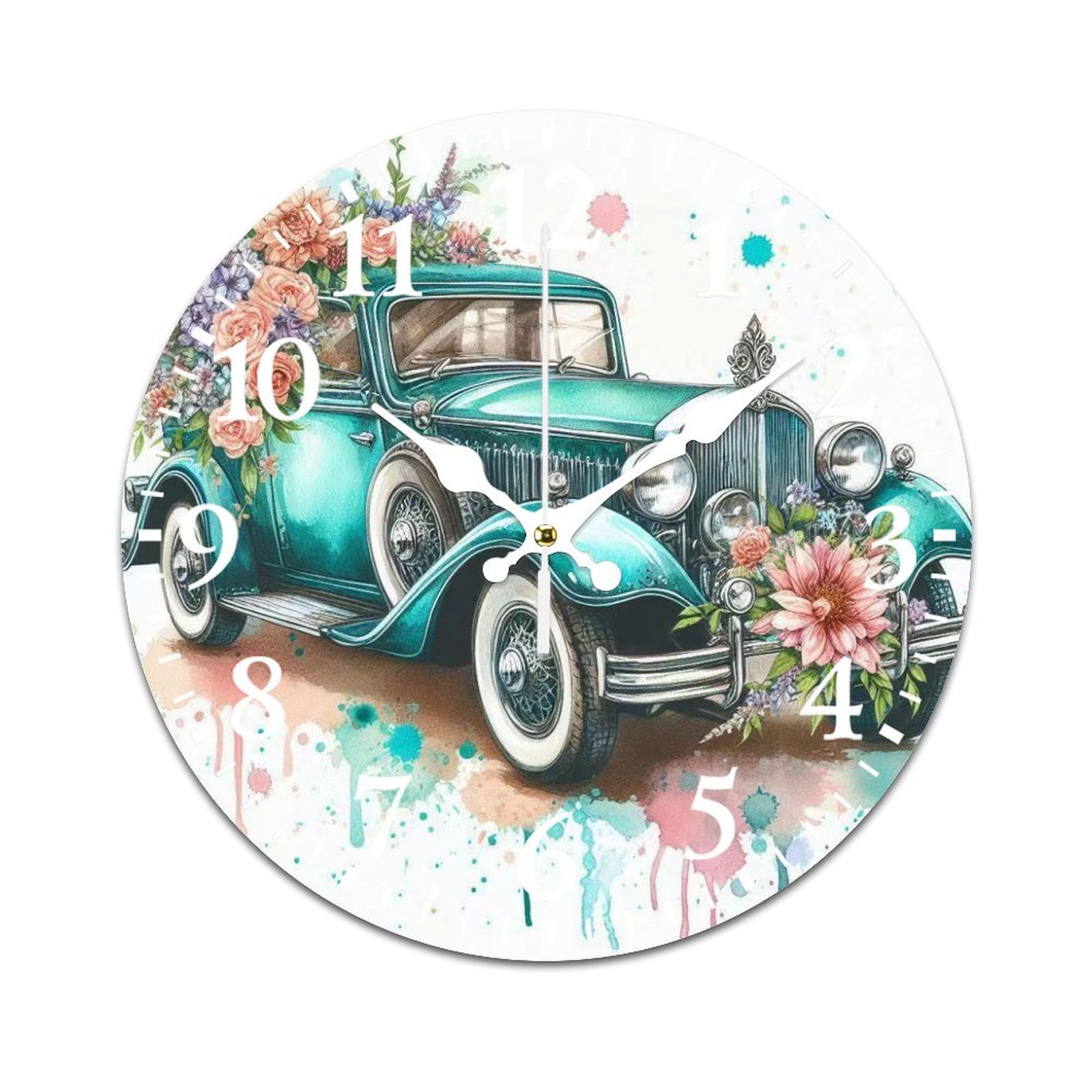 Spring Flower Truck Can (4) Wall Clock Modern Design Clocks Wall ...