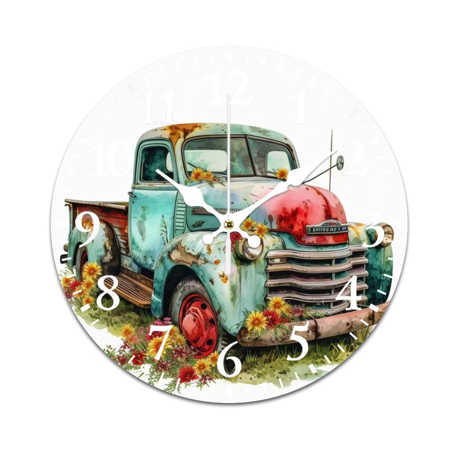Spring Flower Truck Can (5) Wall Clock Modern Design Clocks Wall ...
