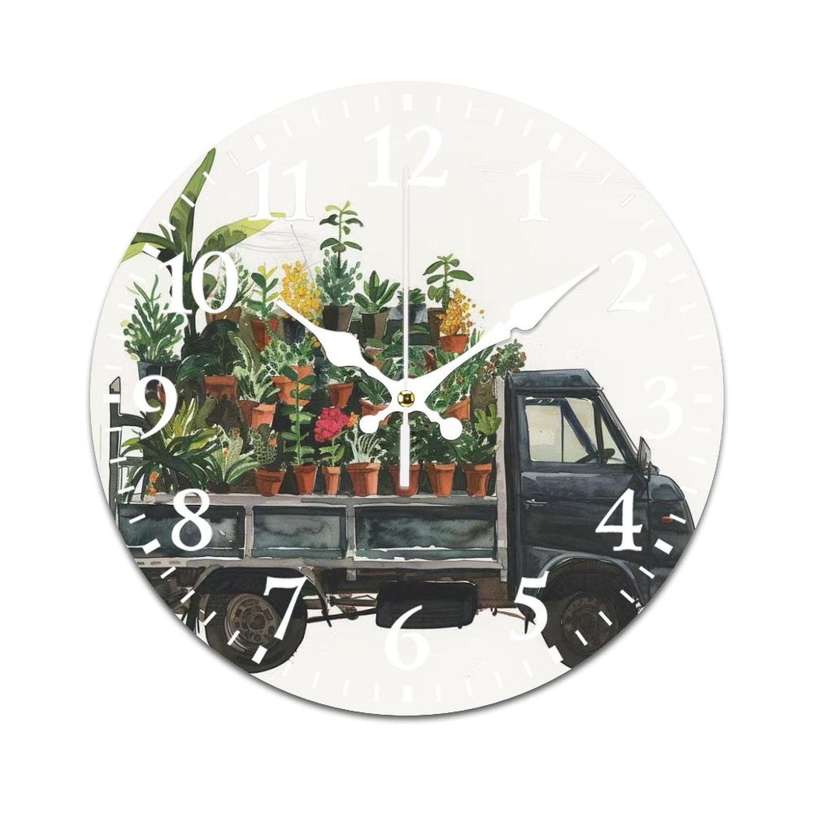 Spring Flower Truck Can (6) Wall Clock Modern Design Clocks Wall ...