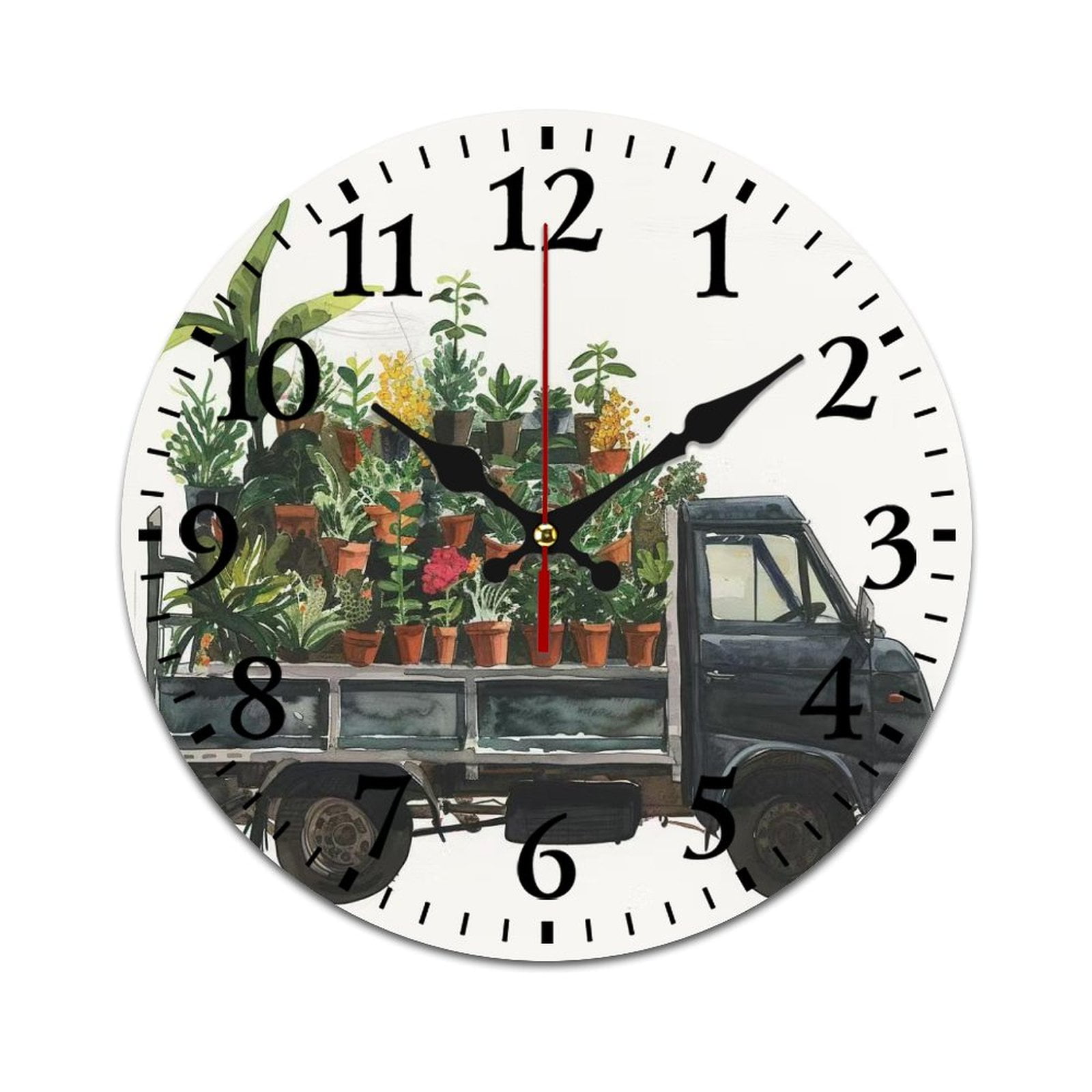 Spring Flower Truck Can (6) Wall Clock Modern Design Clocks Wall ...