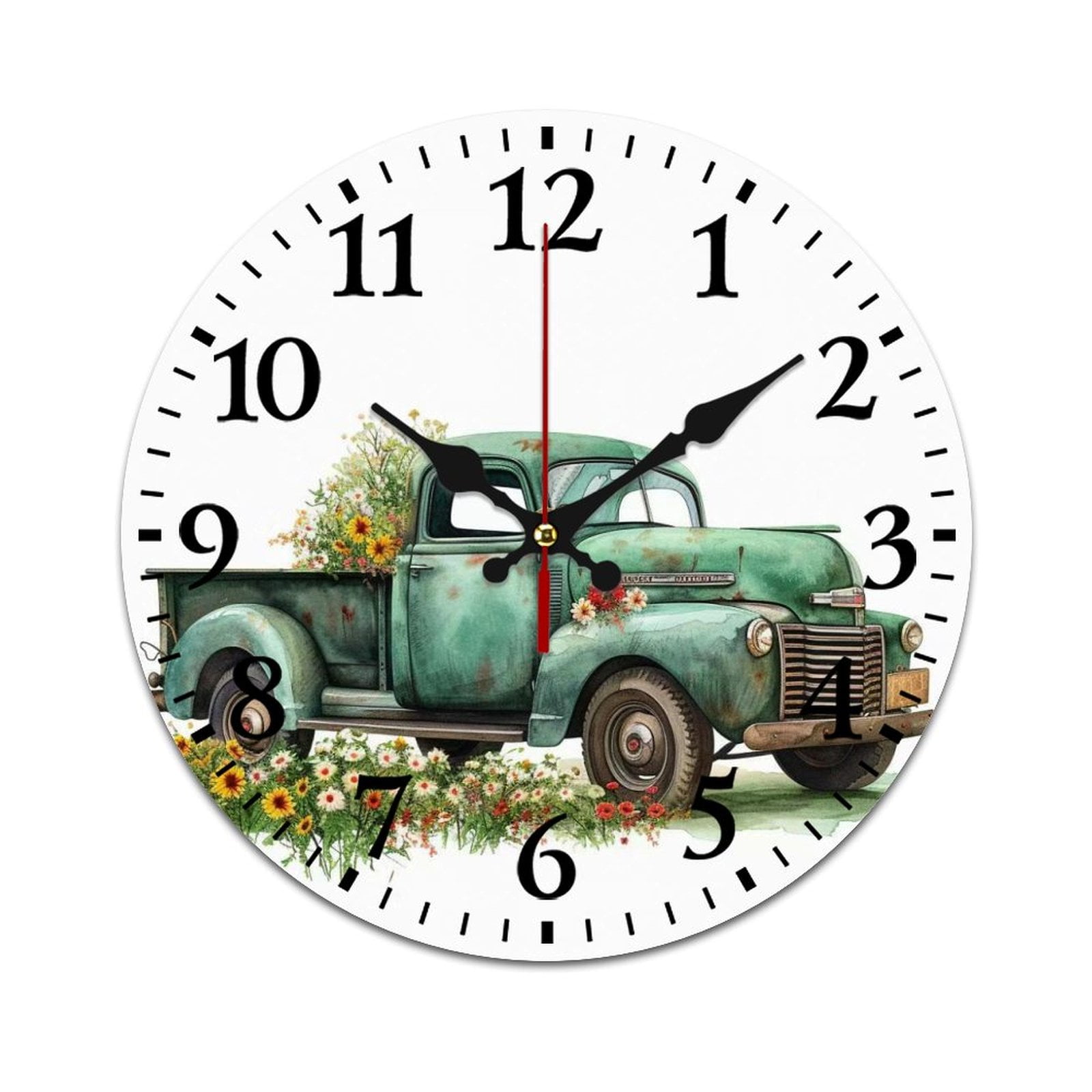 Spring Flower Truck Can (7) Wall Clock Modern Design Clocks Wall Hanging Home Office School ...