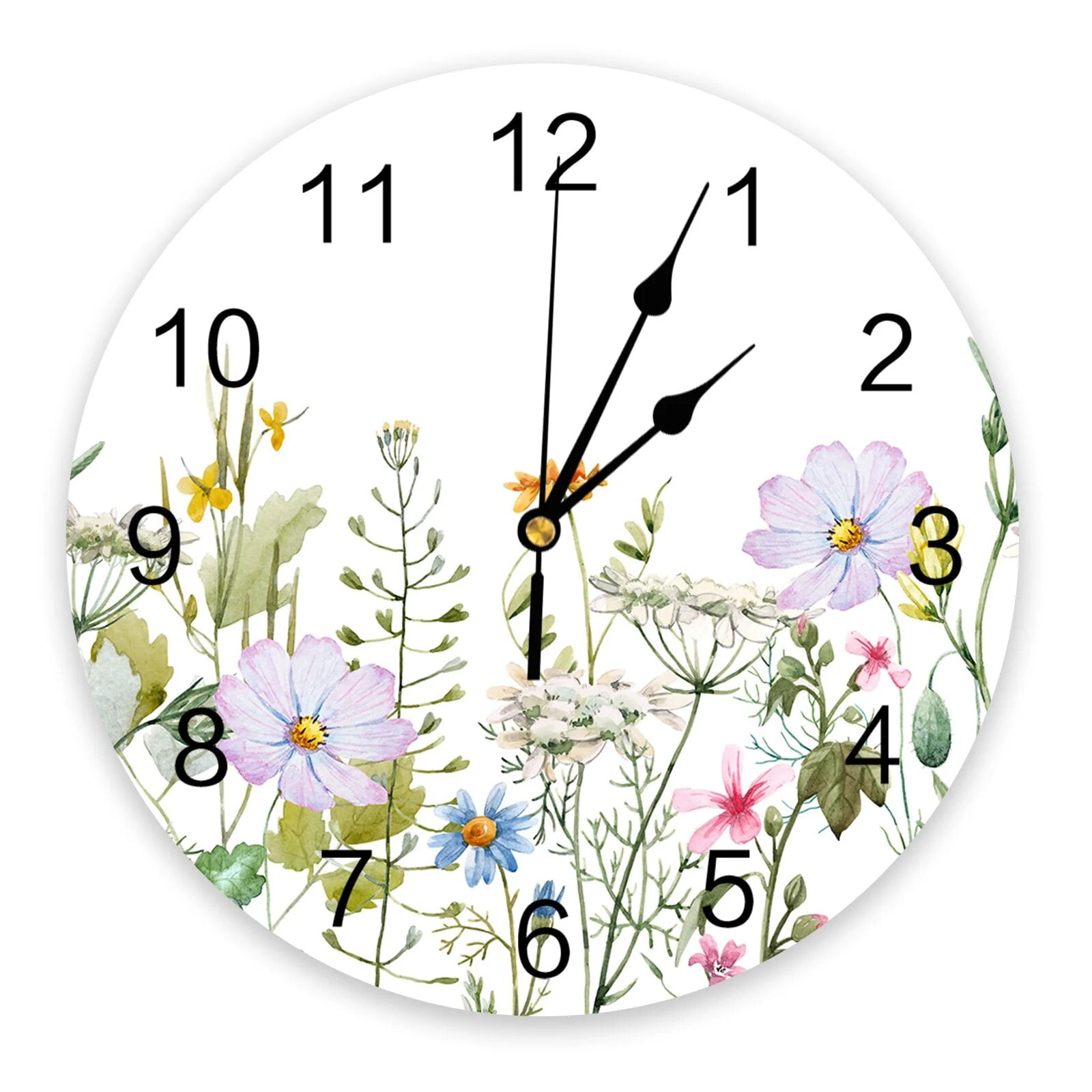 Spring Flower Vanilla Wildflower PVC Wall Clock Modern Design Living ...
