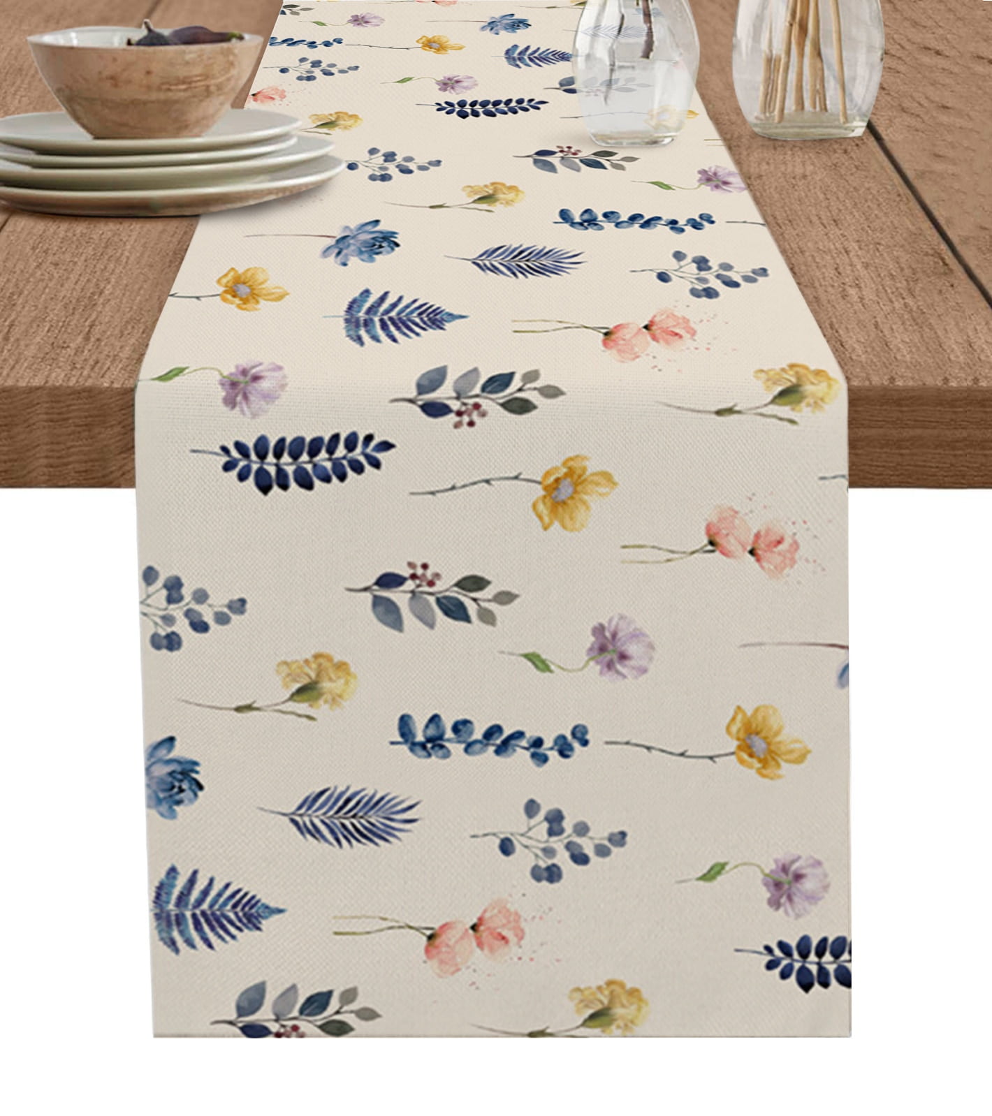 Spring Flower Vanilla Wildflower Table Runner Home Wedding Table Flag ...