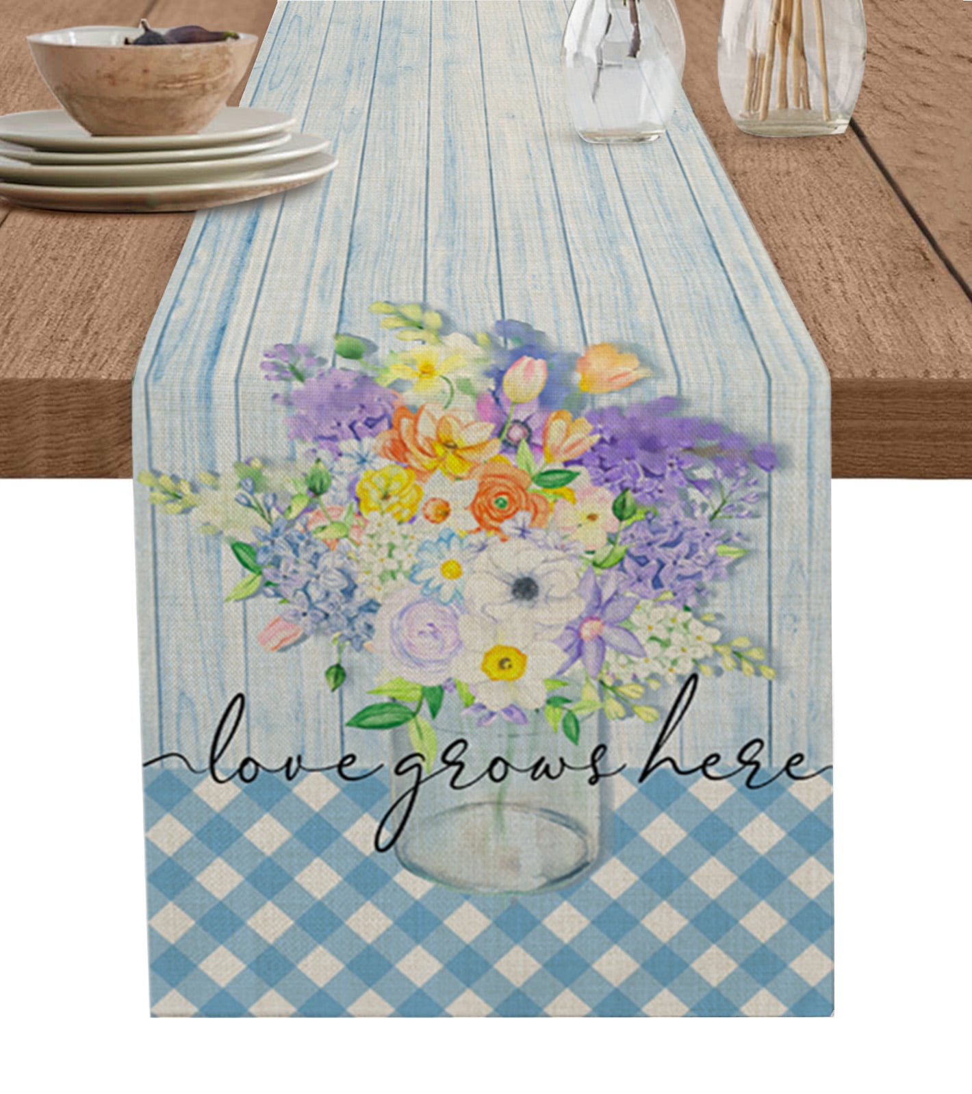 Spring Flower Vanilla Wildflower Table Runner Home Wedding Table Flag ...