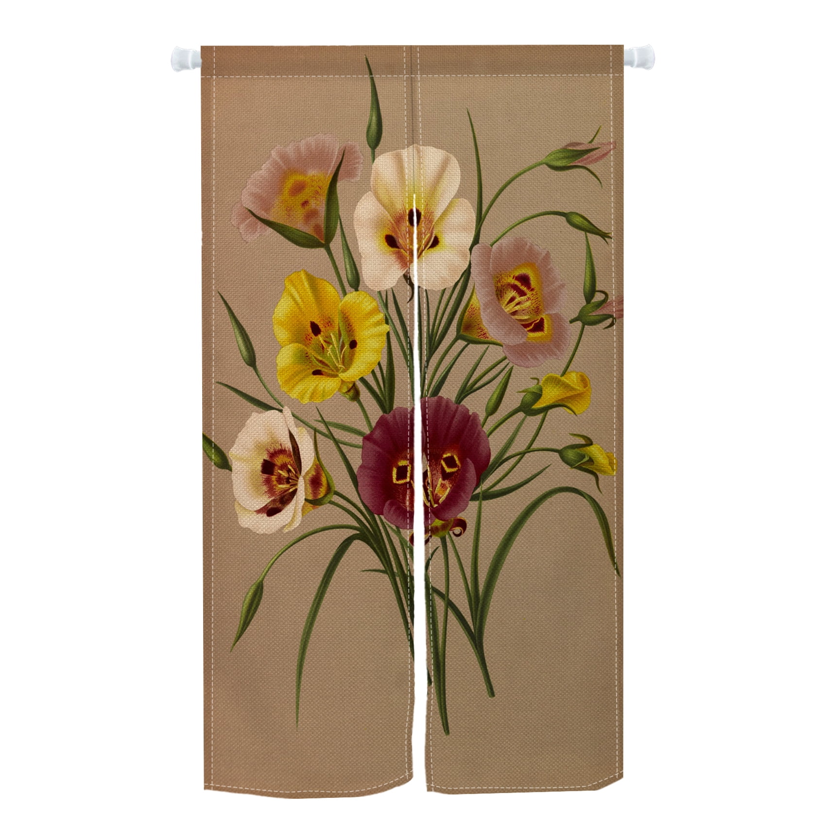 Spring Flower Wall Door Curtain Plant Floral Butterfly Japanese Kitchen ...