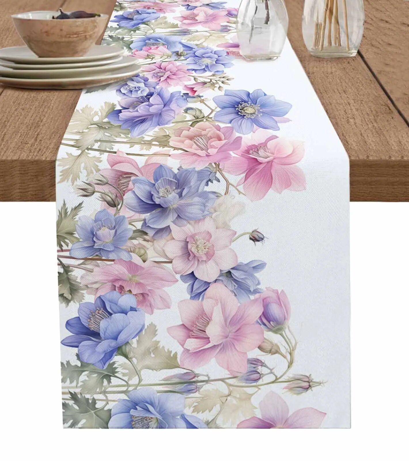 Spring Flower Watercolor Countryside Table Runner Wedding Decor Table ...