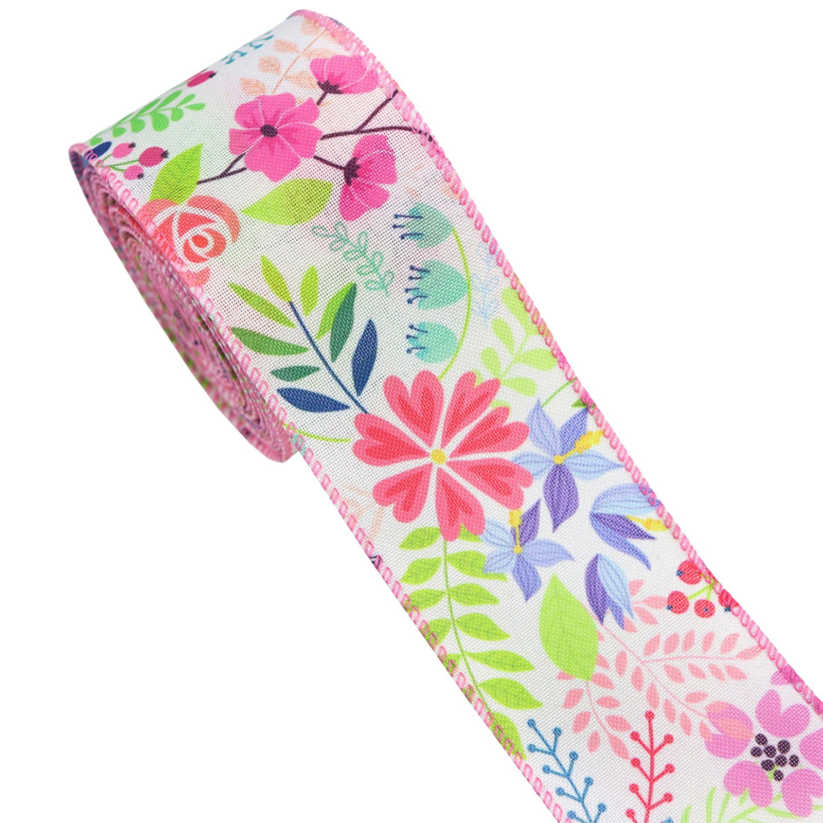 Spring Flower Wired Edge Ribbons Easter Ribbon Florals Flower Pattern ...