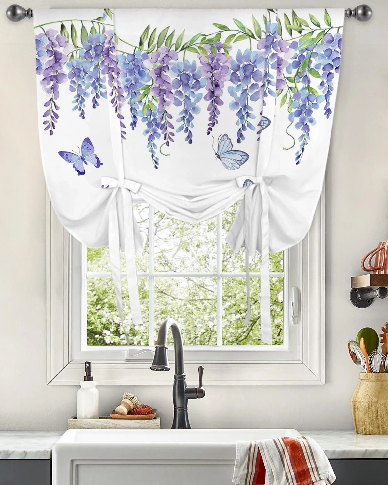 Spring Flower Wisteria Butterfly Curtains for Living Room Bedroom ...