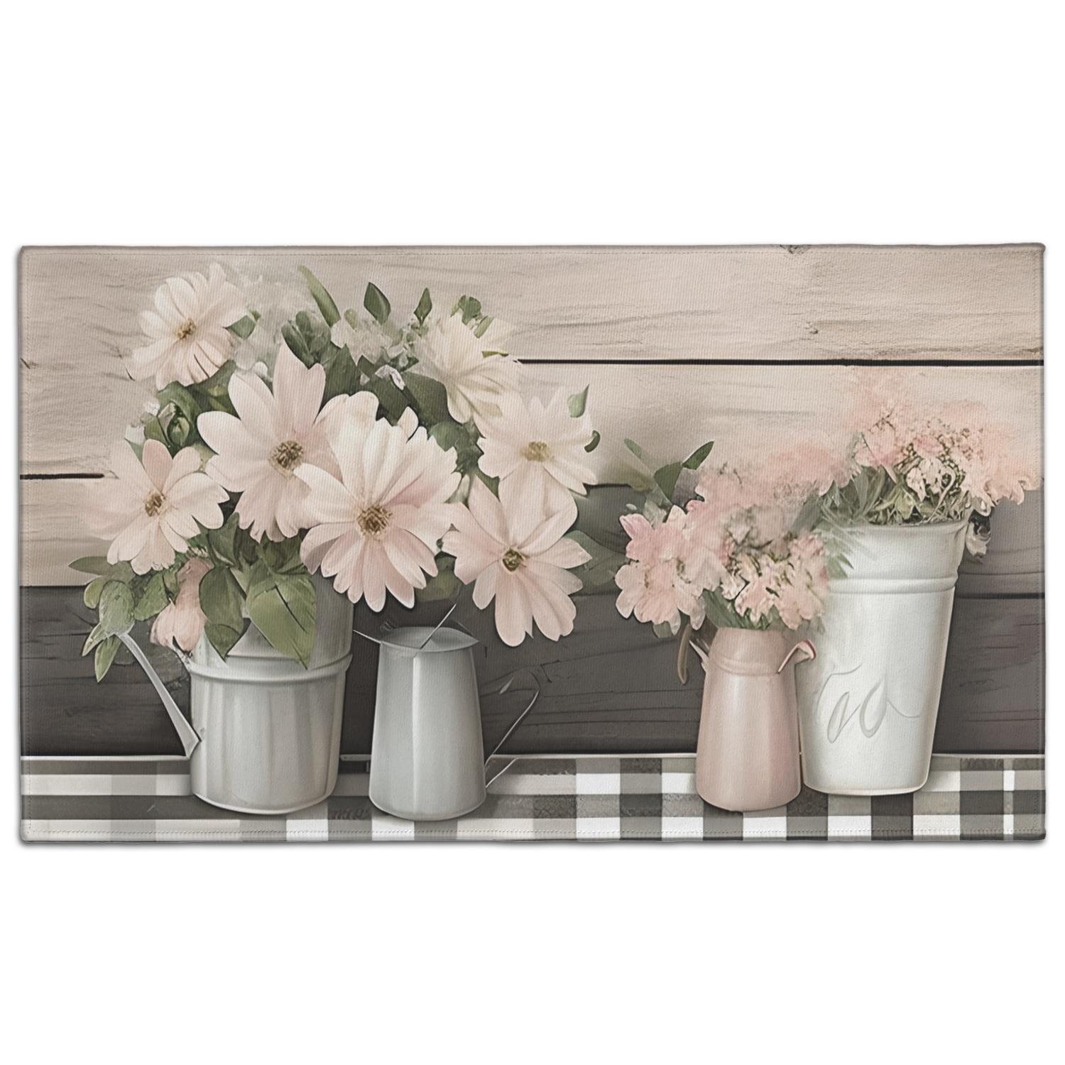 Spring Flower in the Mason Jar Door Mats for House Country Farmhouse ...