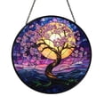 Spring Flowering Tree Stained Glass Style Round Window Hanging ...