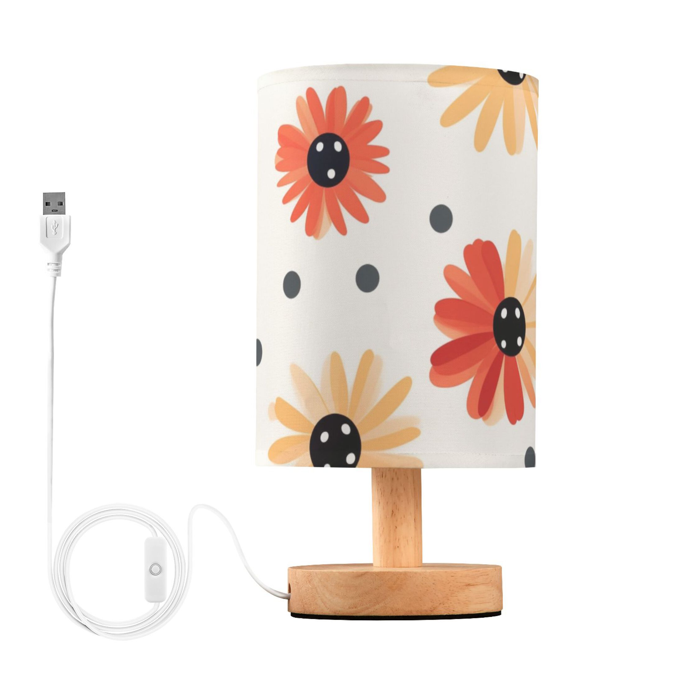 Spring Flowers Bedside Table Lamp LED Warm Lights with USB Charging ...