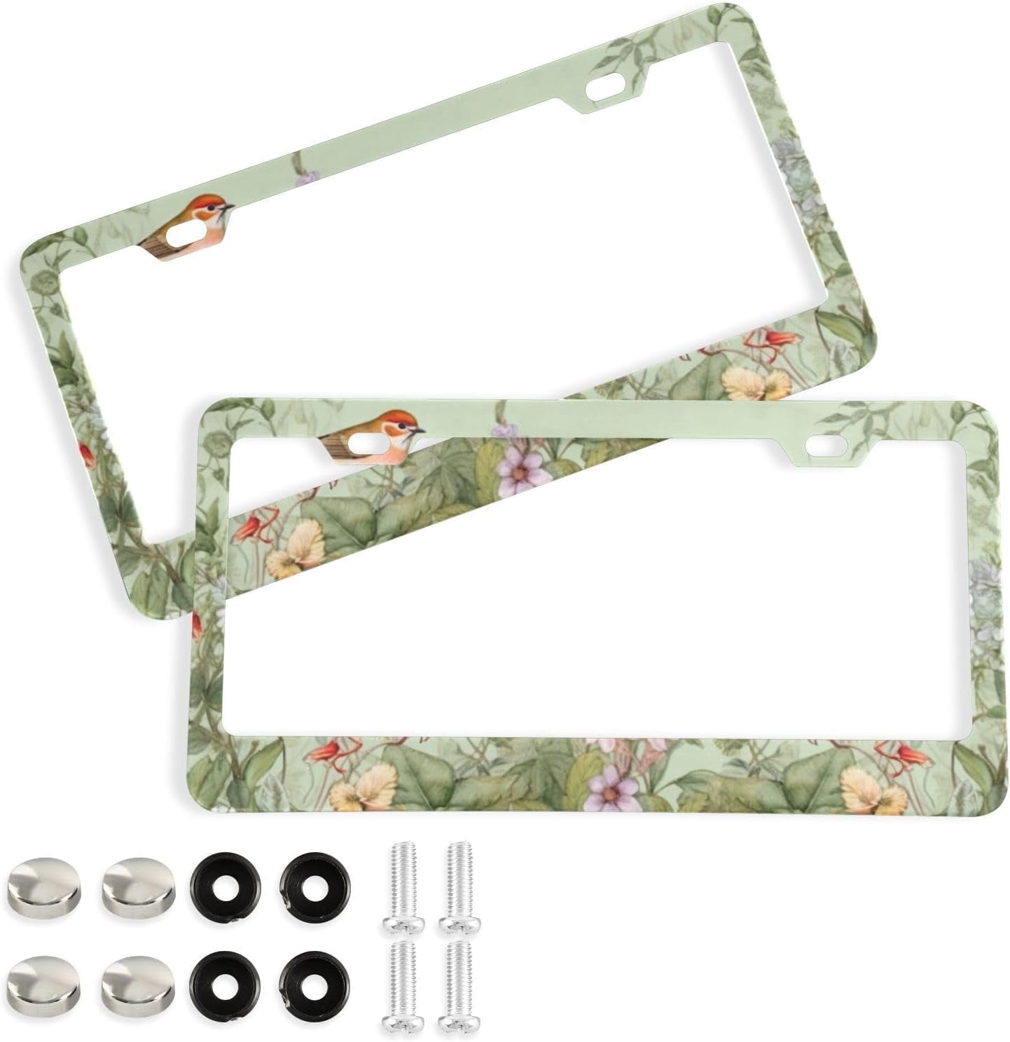 Spring Flowers & Birds License Plate Frames - Universal Aluminum ...