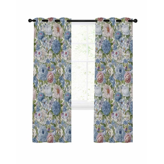Spring Flowers Blackout Curtains for Bedroom Living Room, Watercolor ...