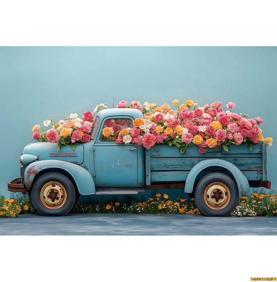 Spring Flowers Car Backdrop Baby Shower Kids Birthday Party Art ...