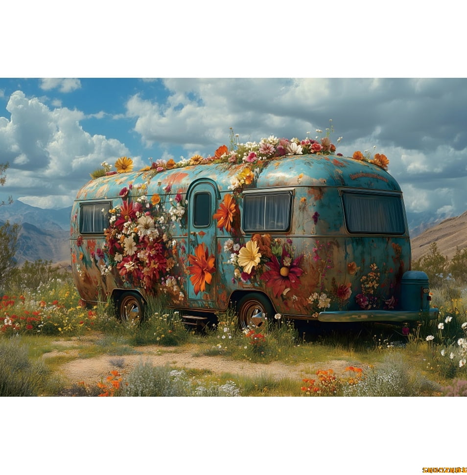 Spring Flowers Car Backdrop Baby Shower Kids Birthday Party Art ...