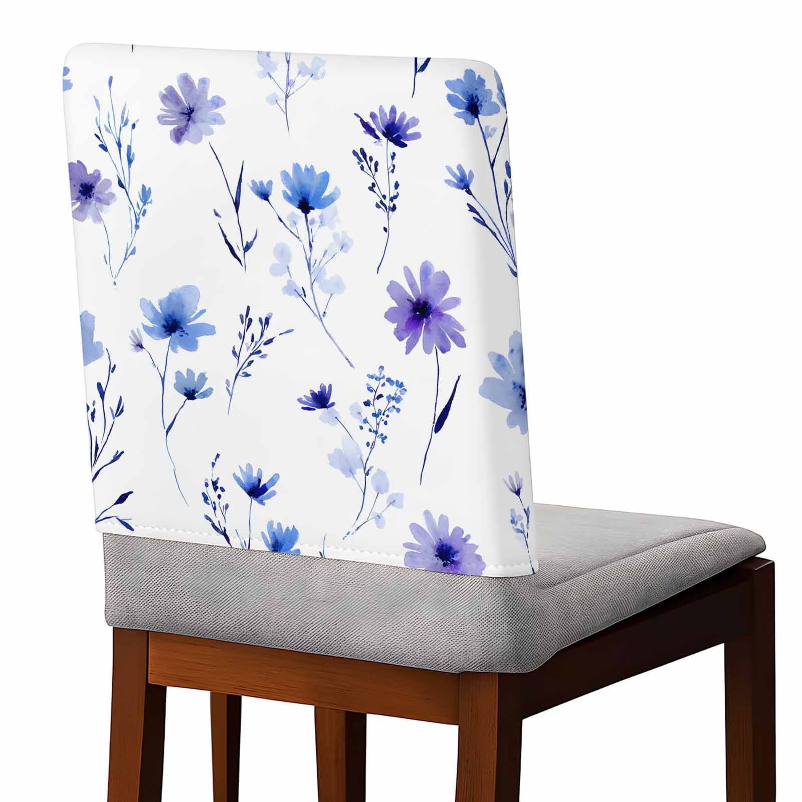 Spring Flowers Chair Covers Set of 1 Watercolor Gradient Blue Purple ...