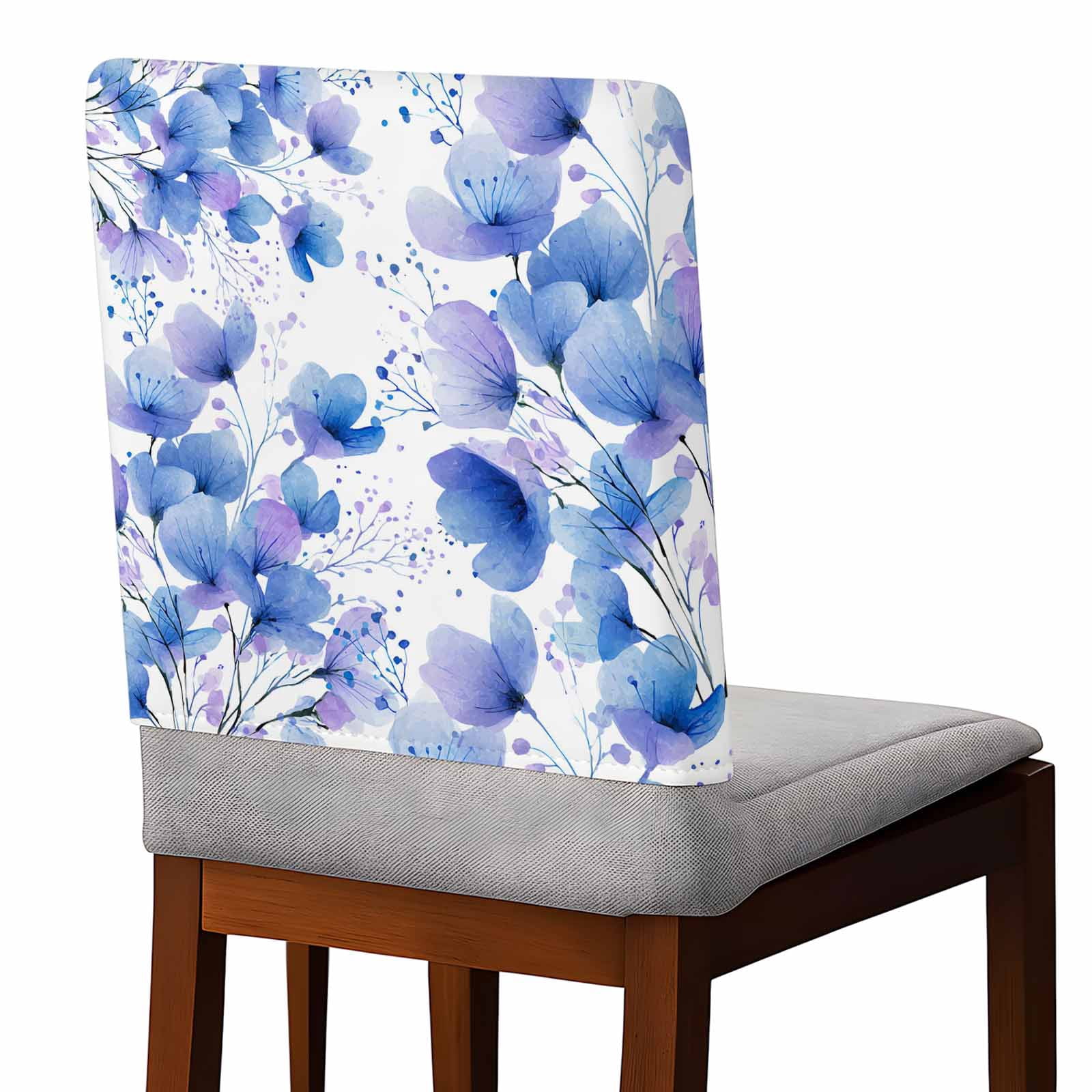 Spring Flowers Chair Covers Set of 1 Watercolor Gradient Navy Blue ...