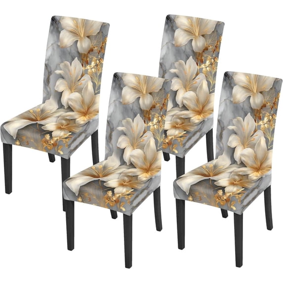Spring Flowers Chair Covers Set of 4, Stretchable Kitchen Chair Covers ...