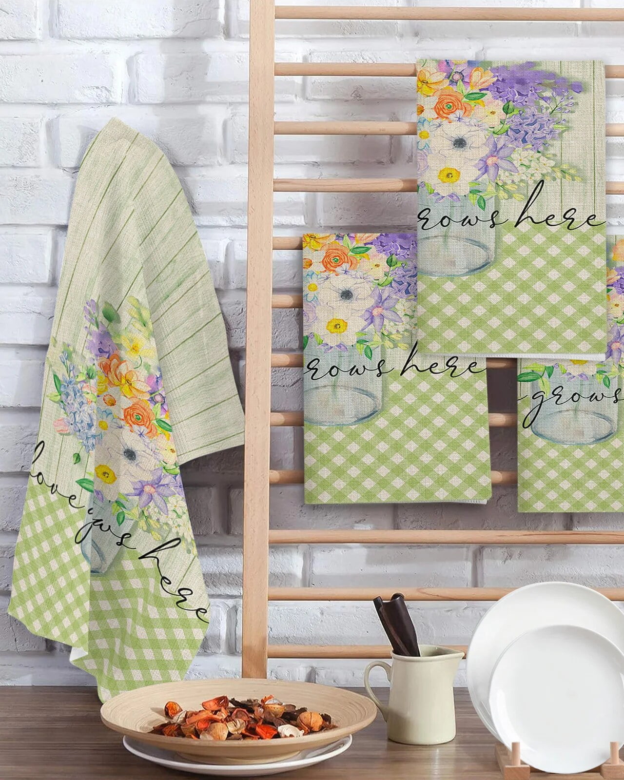 Spring Flowers Chrysanthemums Hydrangeas Tea Towels Absorption Walf ...