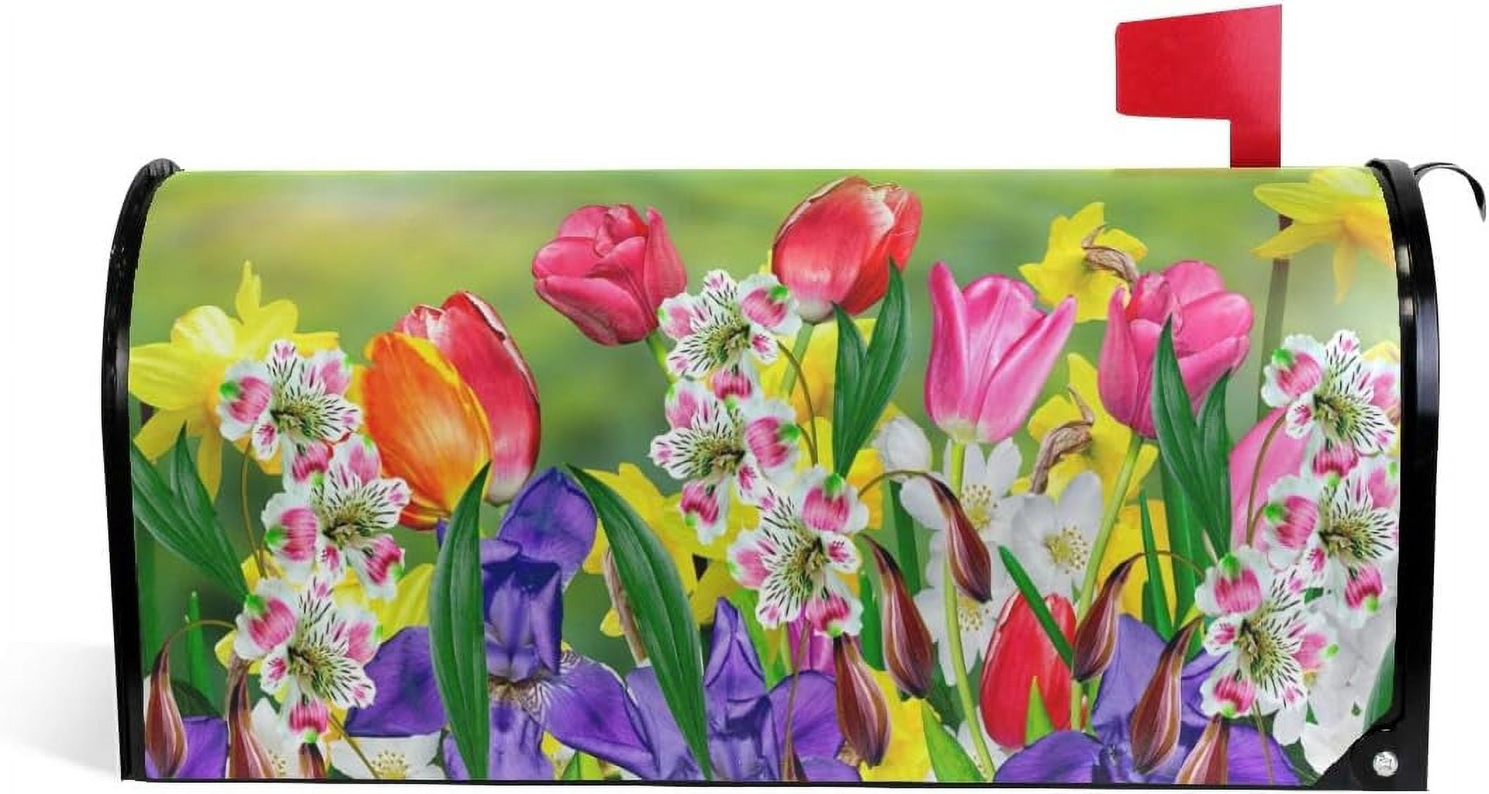 Spring Flowers Daffodils and Tulips Magnetic Mailbox Cover Oversized-20 ...