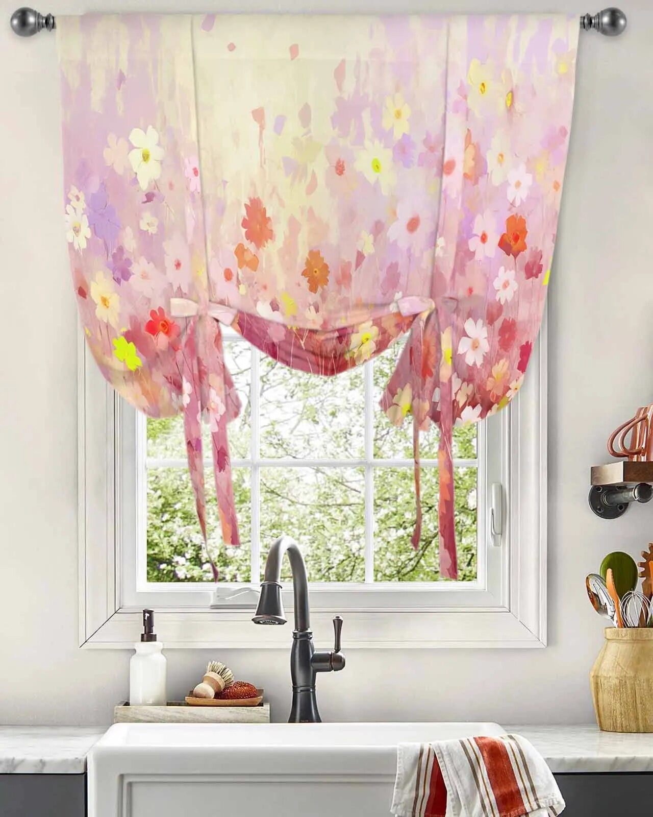 Spring Flowers Daisy Oil Painting Abstract Curtains for Living Room ...