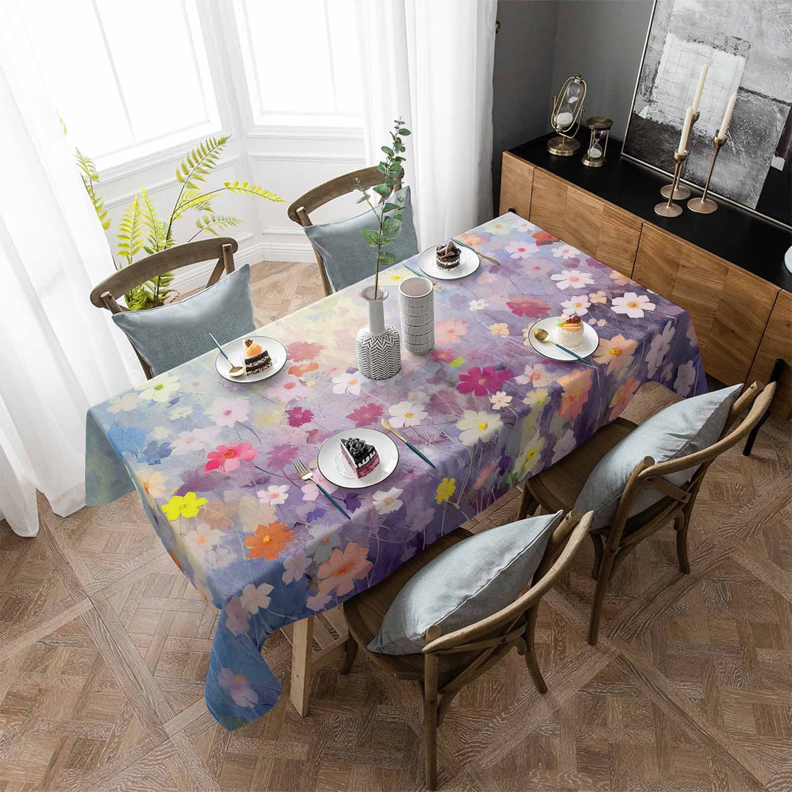 Spring Flowers Daisy Oil Painting Abstract Tablecloth Holiday Dining ...