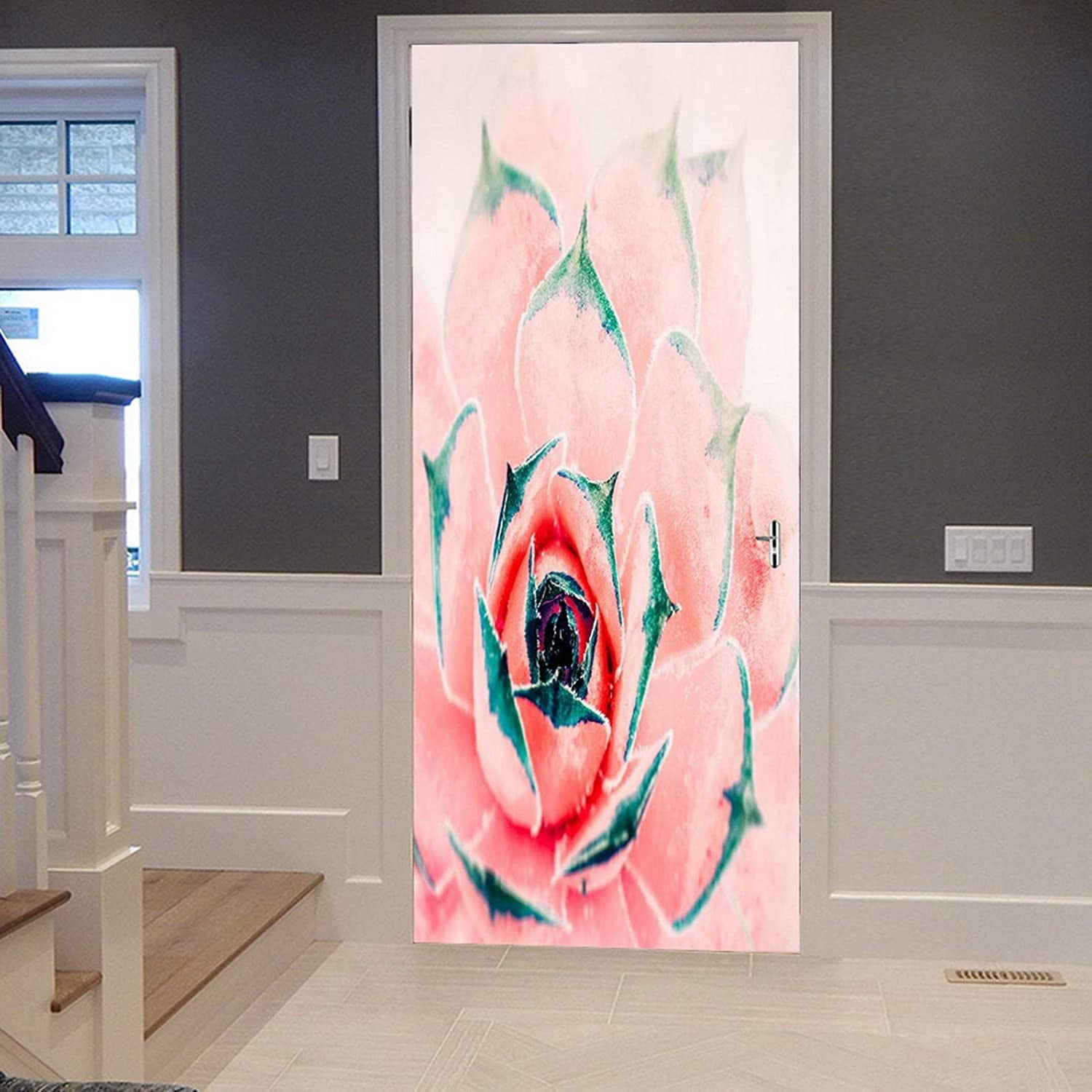 Spring Flowers Door Sticker Pink Cherry Tree Decal Removable Beautiful ...