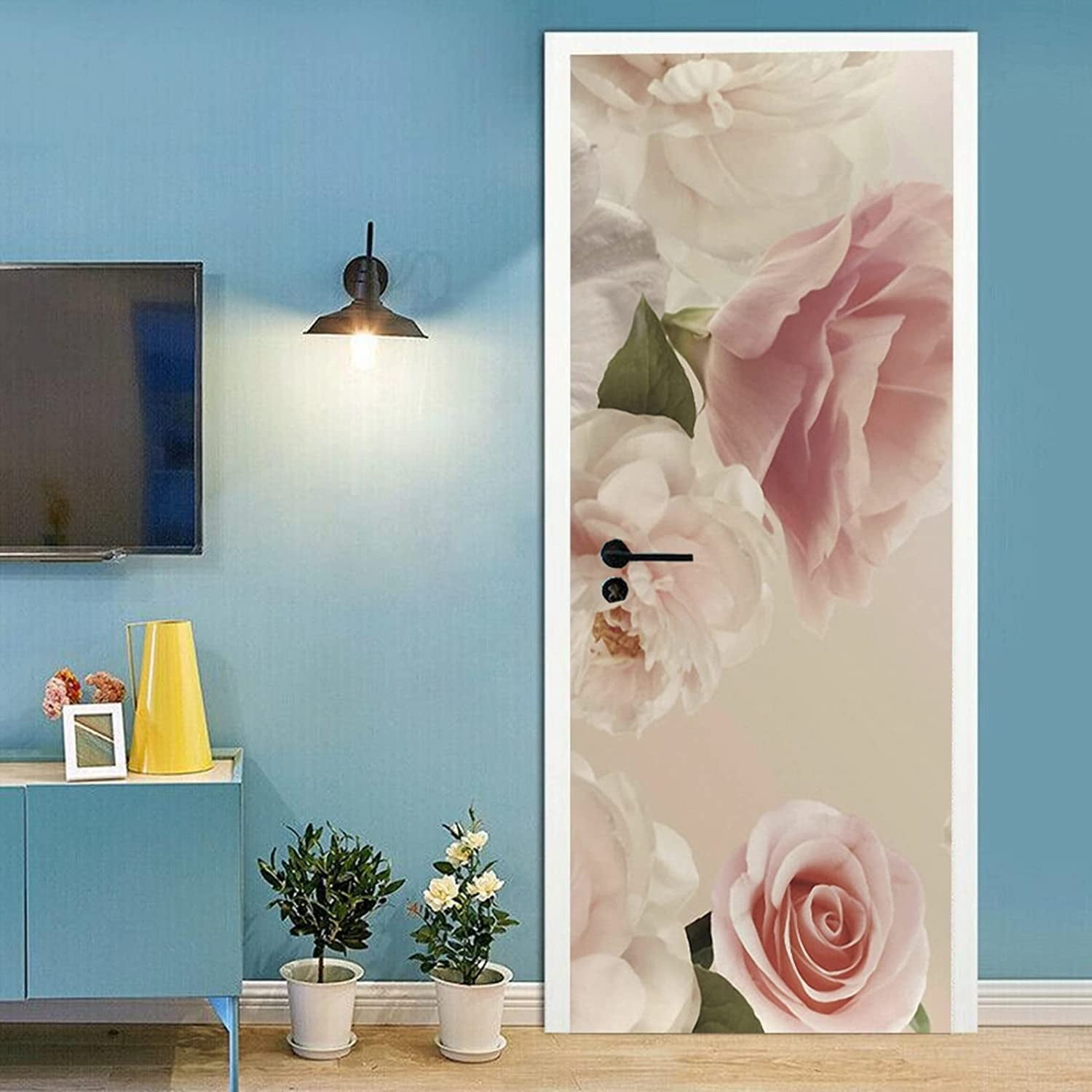 Spring Flowers Door Sticker Pink Cherry Tree Decal Removable Beautiful ...