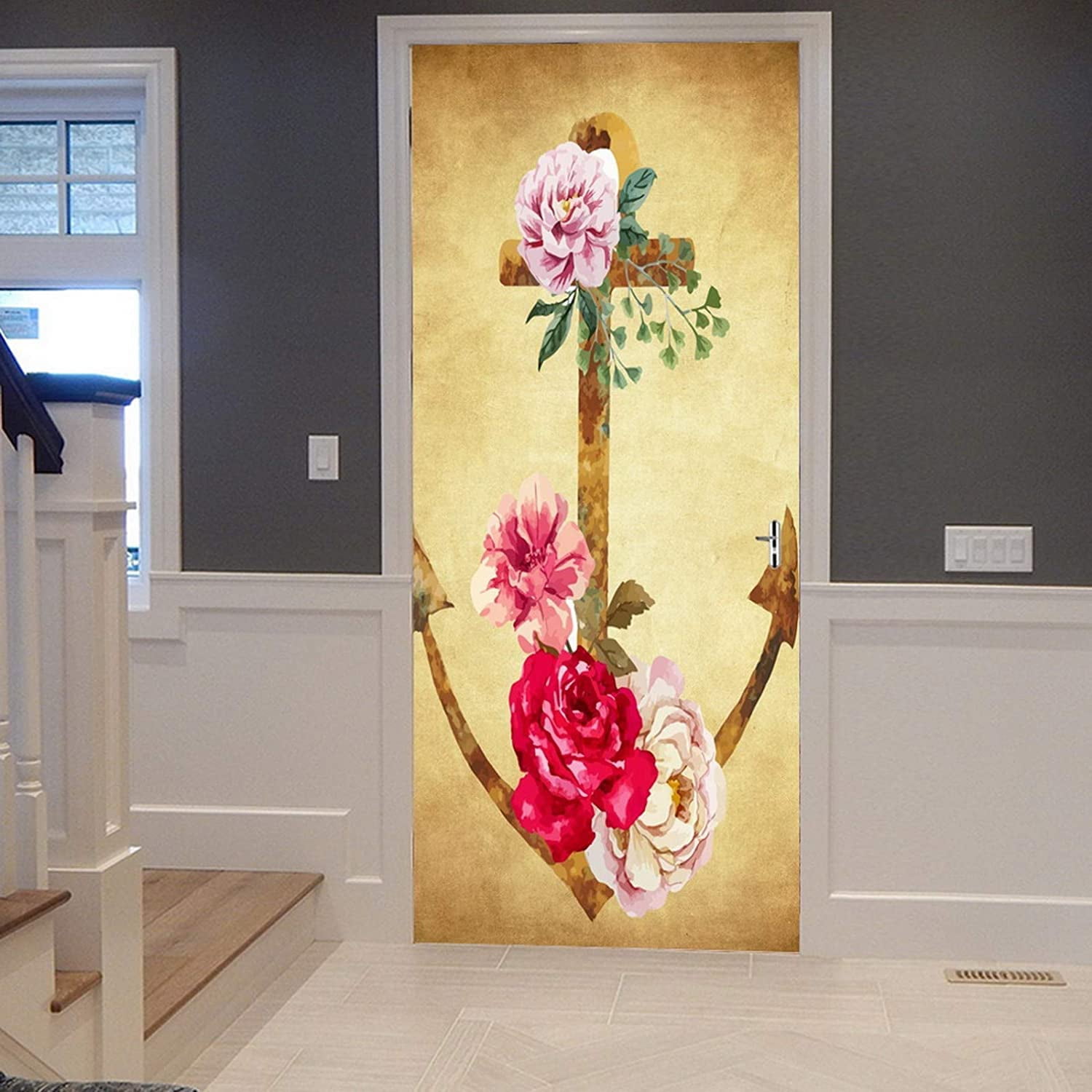 Spring Flowers Door Sticker Pink Cherry Tree Decal Removable Beautiful ...