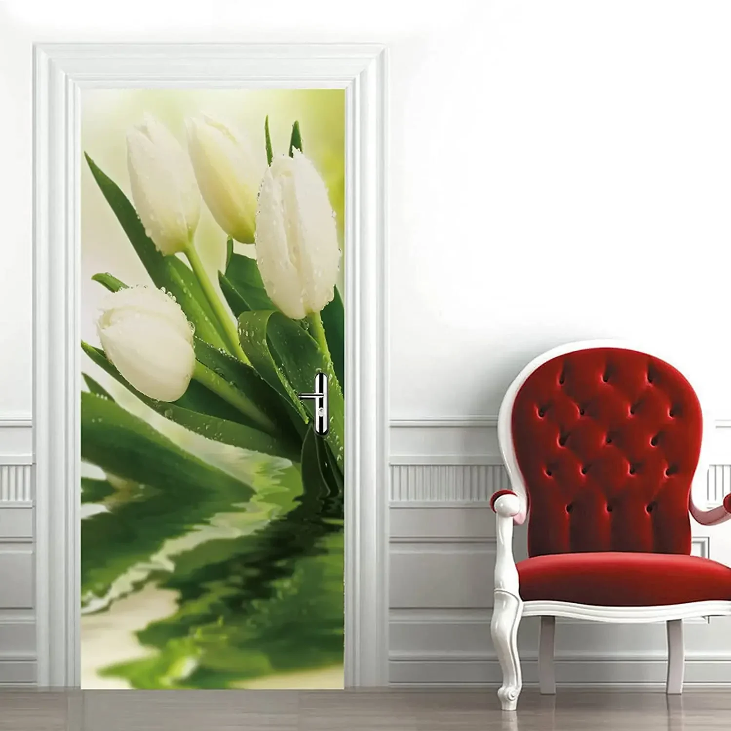 Spring Flowers Door Sticker Pink Cherry Tree Decal Removable Beautiful ...