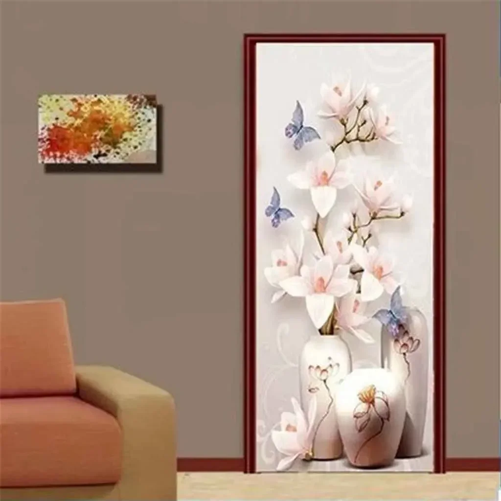 Spring Flowers Door Sticker Pink Cherry Tree Decal Removable Beautiful ...