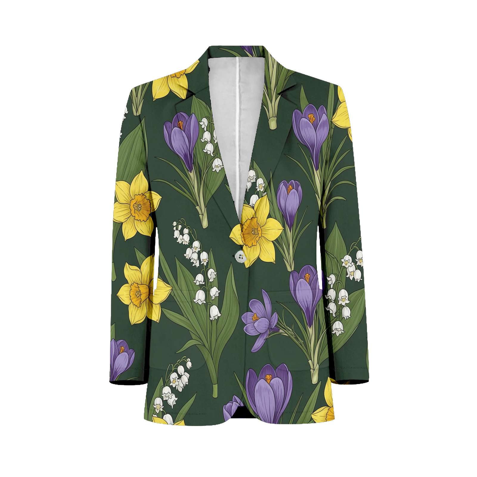 Spring Flowers Floral Pattern Mens Suits Shawl Collar Slim Fit Suit ...