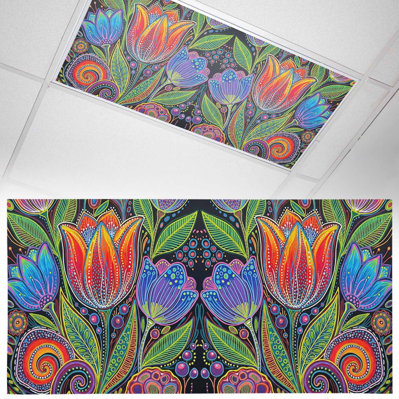 Spring Flowers Fluorescent Light Covers Abstract Orange Blue Purple ...