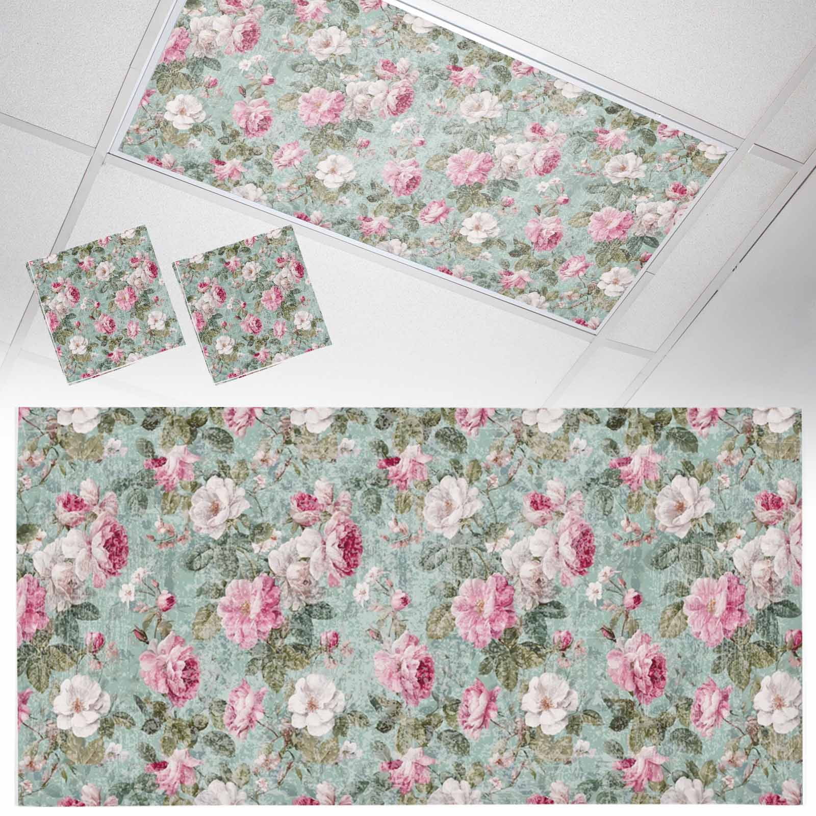 Spring Flowers Fluorescent Light Covers Country Watercolor Pink White ...
