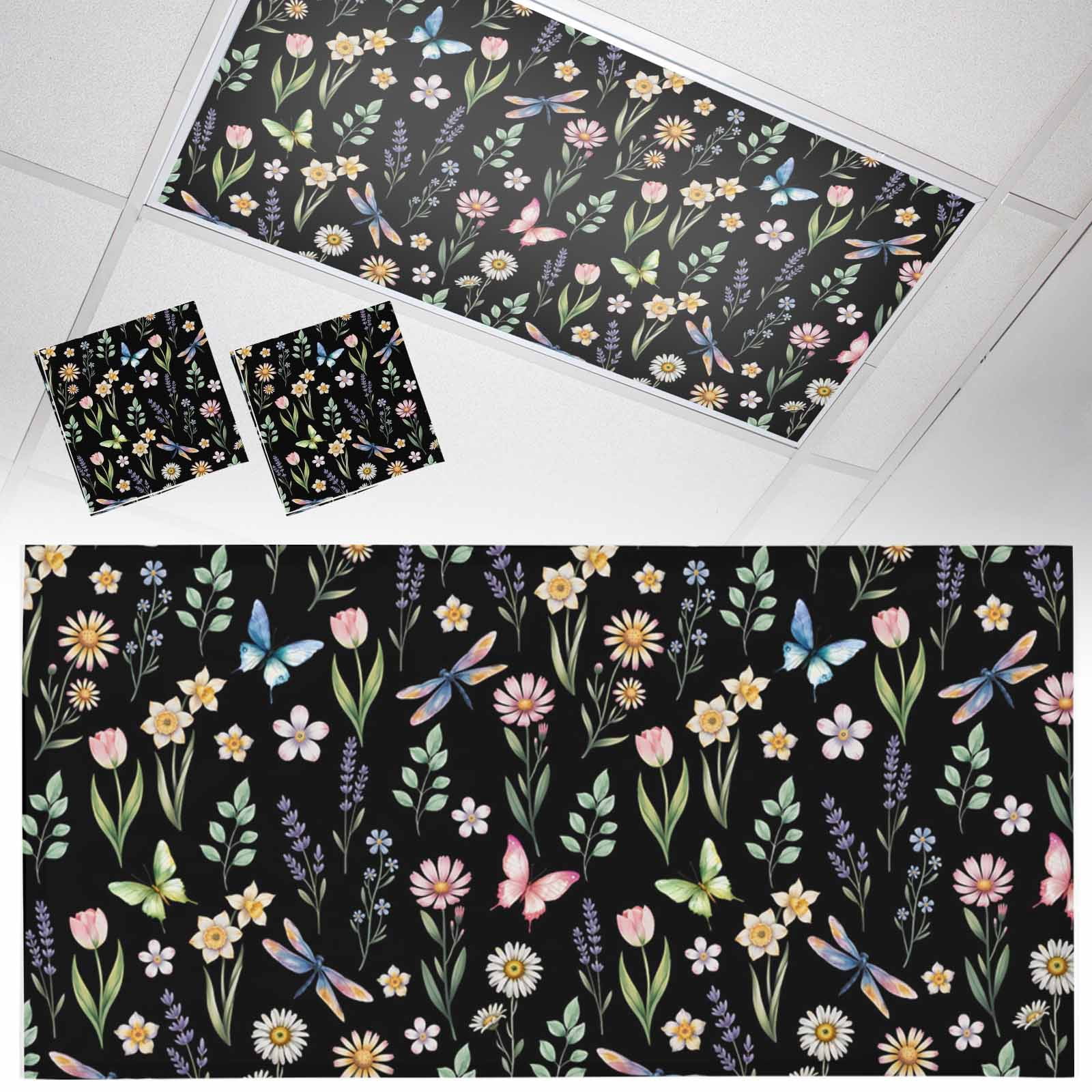 Spring Flowers Fluorescent Light Covers Watercolor Pink White Floral ...
