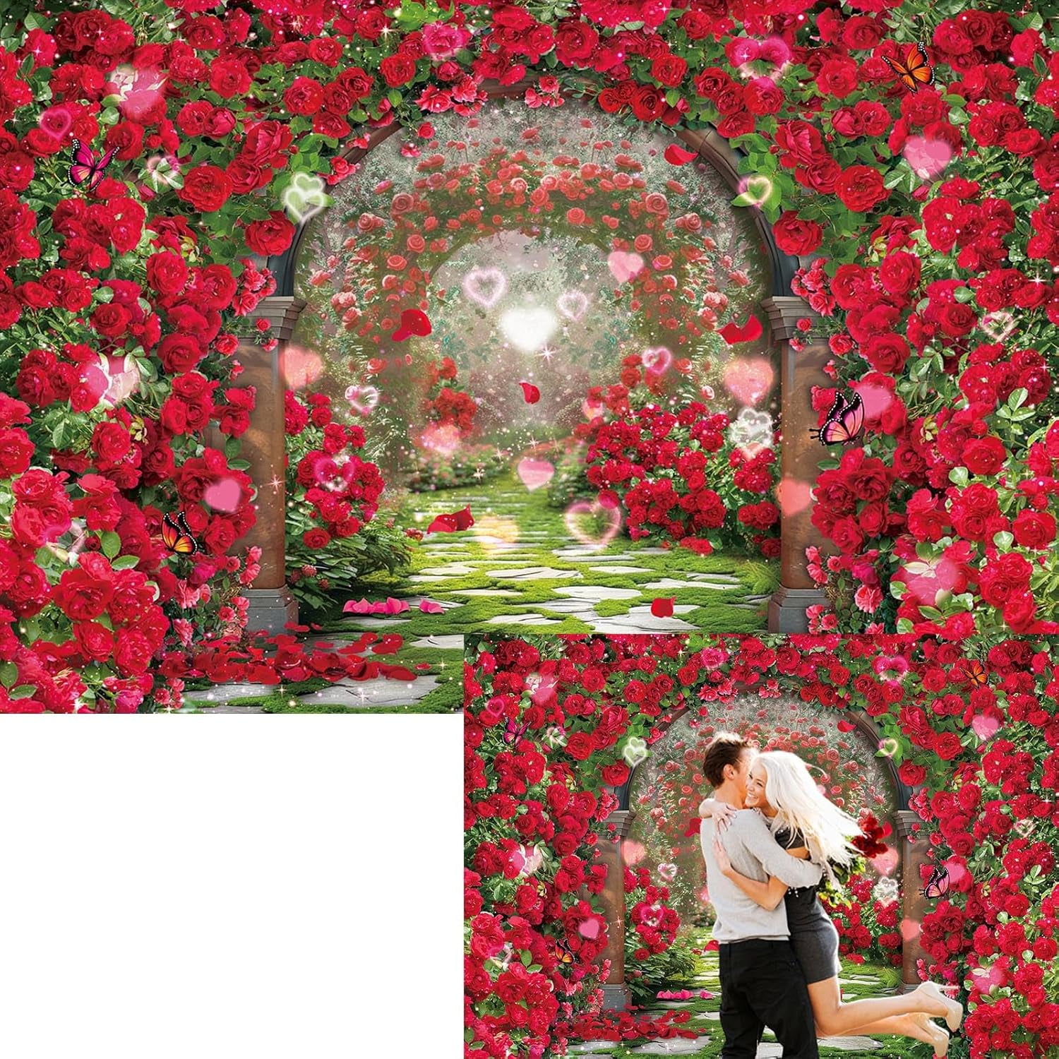 Spring Flowers Garden Backdrops Red Rose Photography Backdrop Spring ...